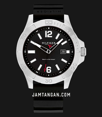 Tommy Hilfiger Ryan 1710539 Men Black Dial Black Silicone Strap ...