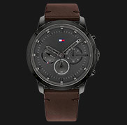 Tommy Hilfiger Jameson 1791799 Dark Grey Dial Brown Leather Strap ...