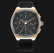 Tommy Hilfiger Connor 1791931 Black Dial Black Silicone Strap ...