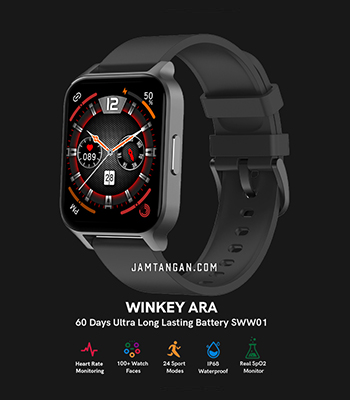 WINKEY SWW01 Smartwatch Ara Fitness Tracker Ultra Long Battery Life Black Rubber Strap ...